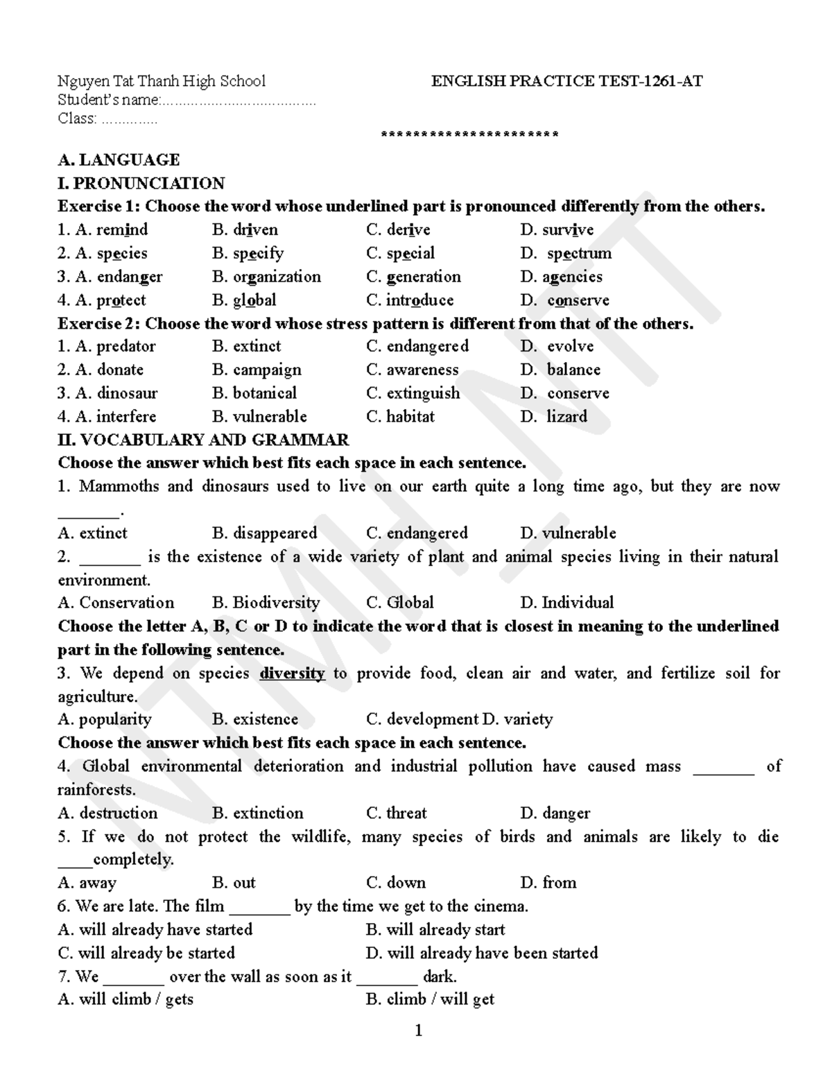 12TTAT - U6-1 - practice - Nguyen Tat Thanh High School ENGLISH ...