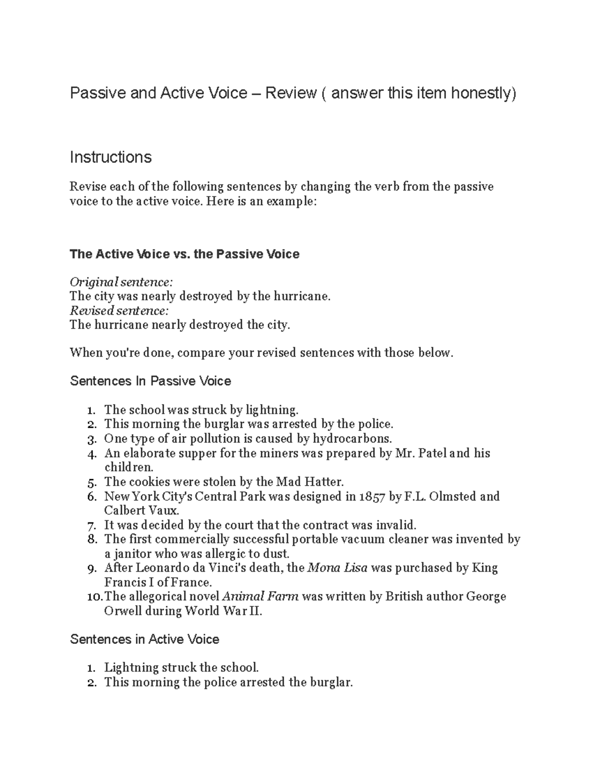 Passive and Active Voice - Here is an example: 02: The Active Voice vs ...