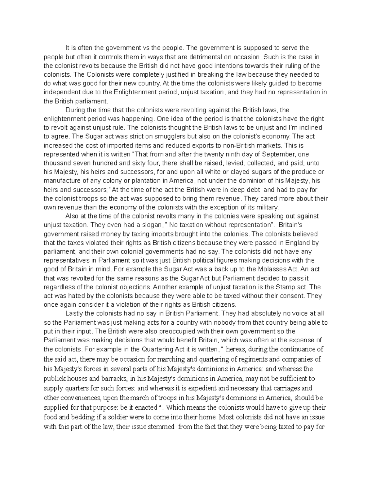 The American Revolution, 1754-1783 docuemnt analysis - It is often the ...