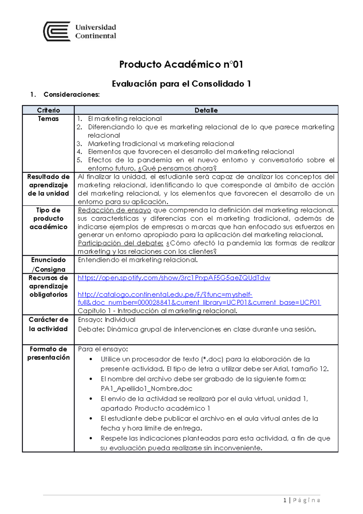 2. PA01.Ensayo y debate - Producto Académico n° Evaluación para el Consolidado 1 1 ...