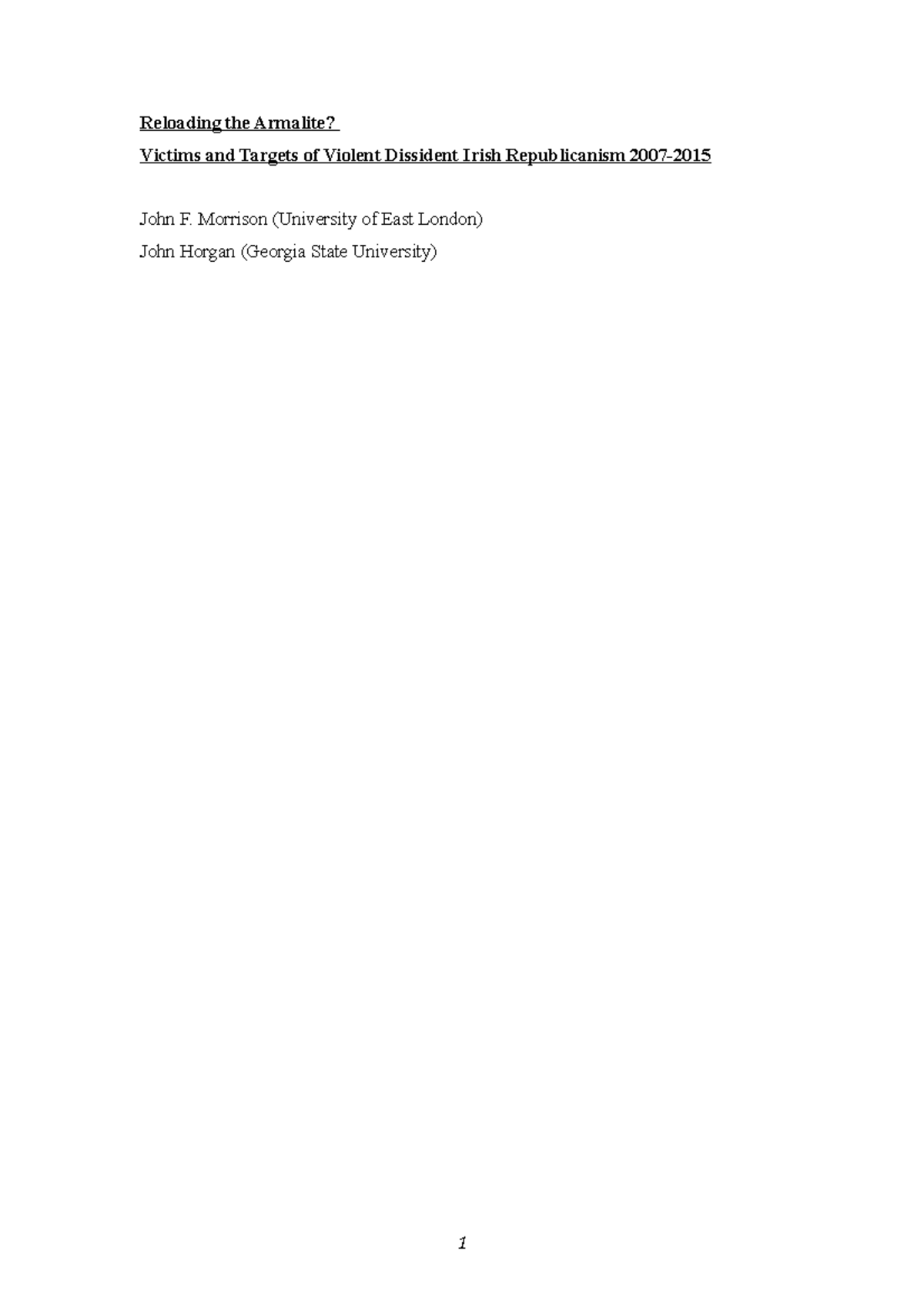 10) Reloading the Armalite - Reloading the Armalite? Victims and ...