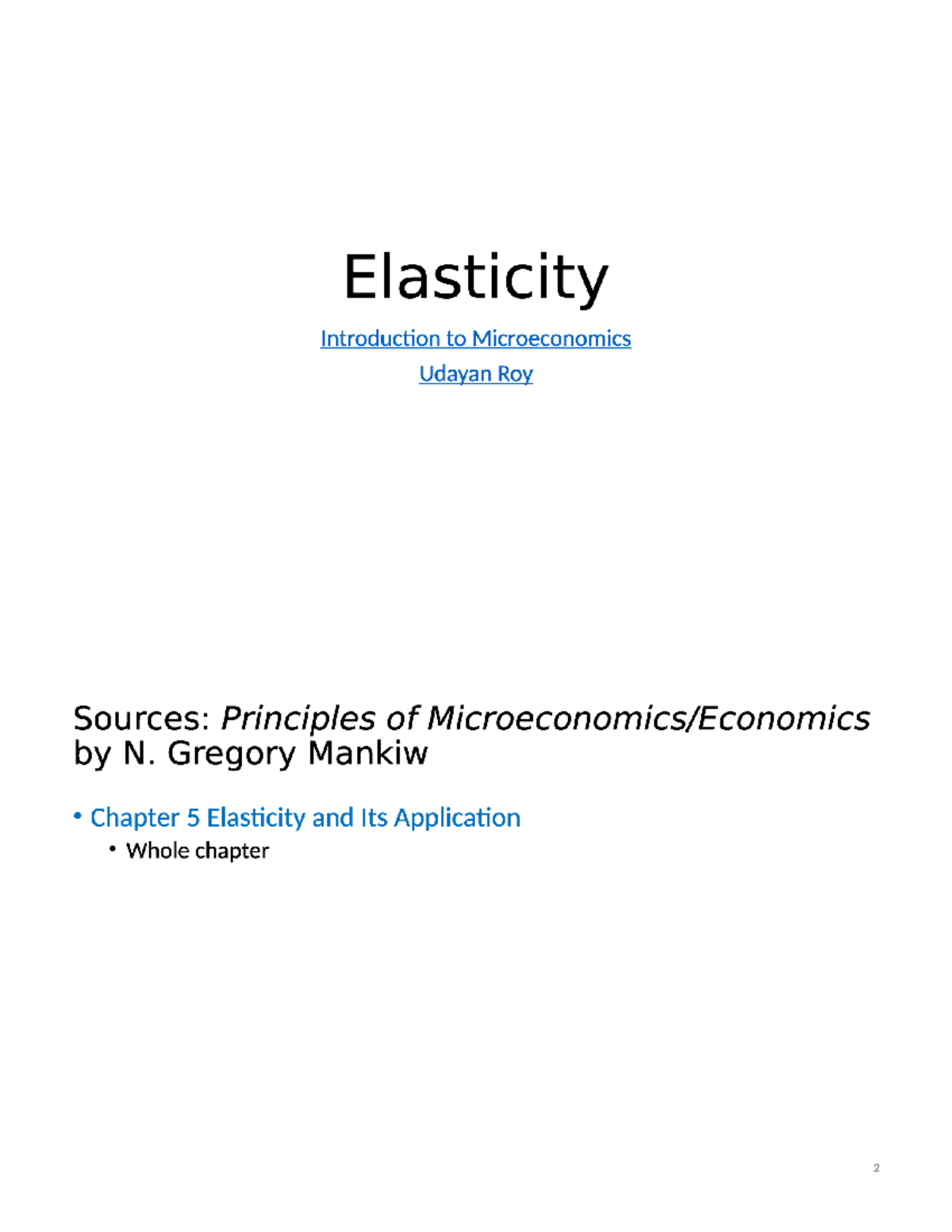 Elasticity (Power Point) - Introduction to Microeconomics (Section 1 ... Elasticity (Power Point) - Introduction to Microeconomics (Section 1 ...