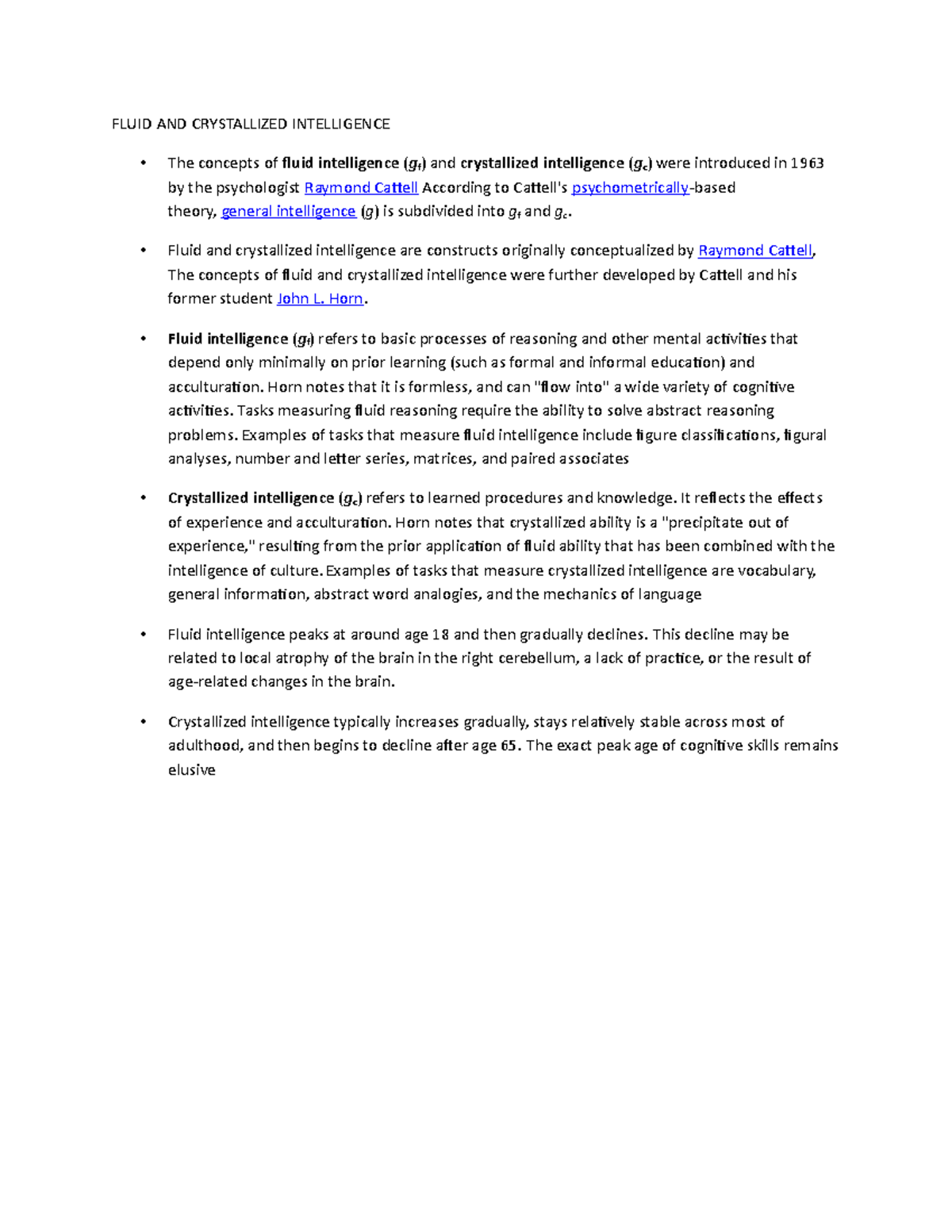 Theorie os intell 2 - Vidhya - FLUID AND CRYSTALLIZED INTELLIGENCE The ...