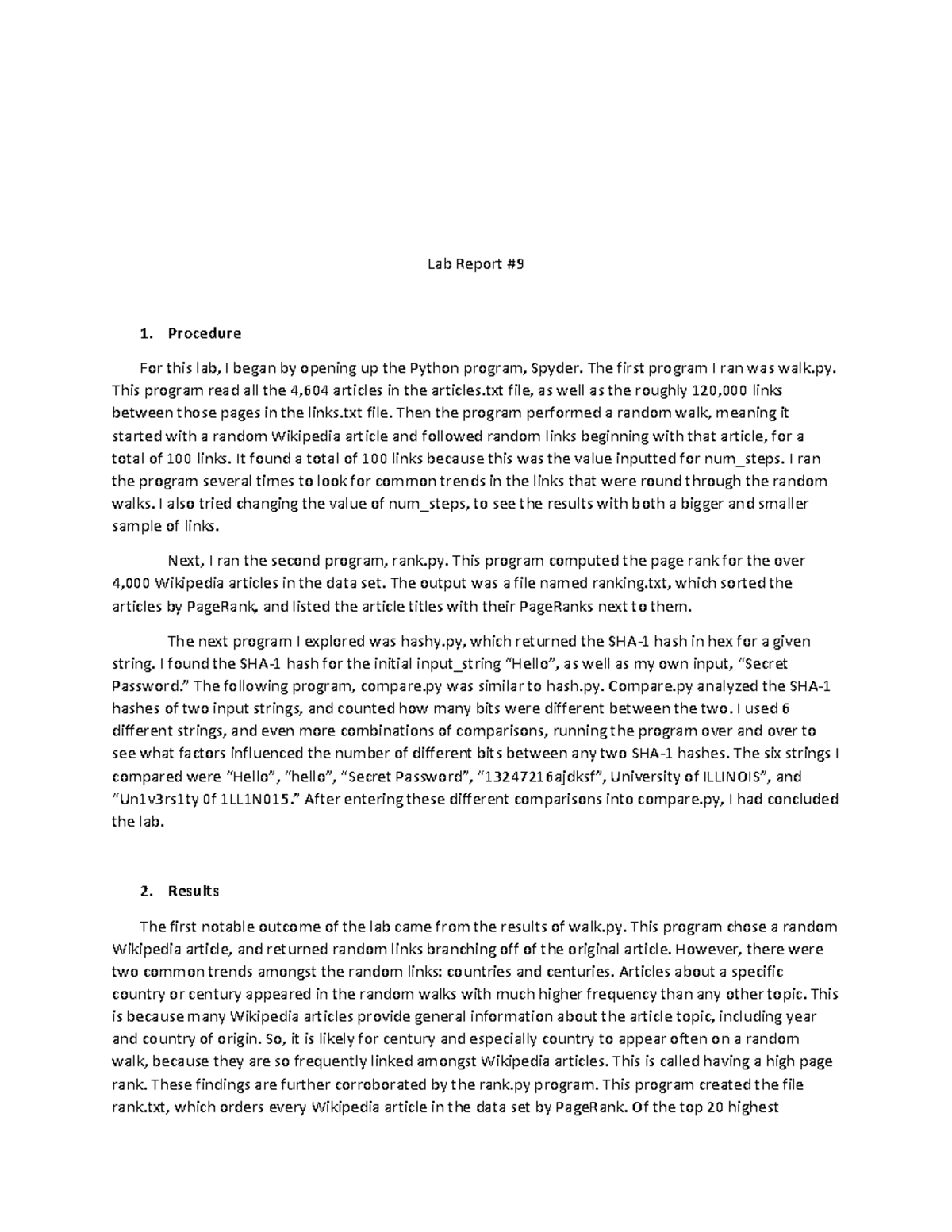 Lab Report 9 - Spencer Poklop Spoklop INFO 102 AB Lab Report # 1 ...