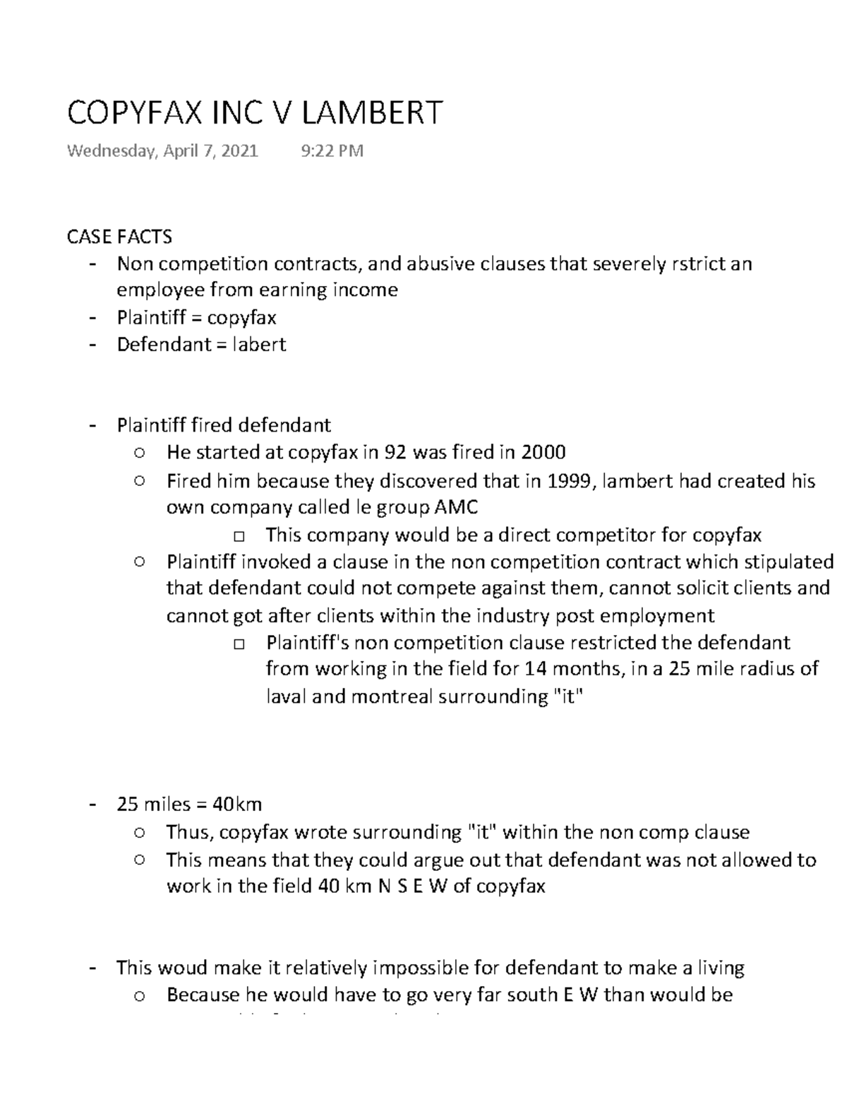 Copyfax INC V Lambert - Case Analysis COMM 315 ch 7 - CASE FACTS Non ...