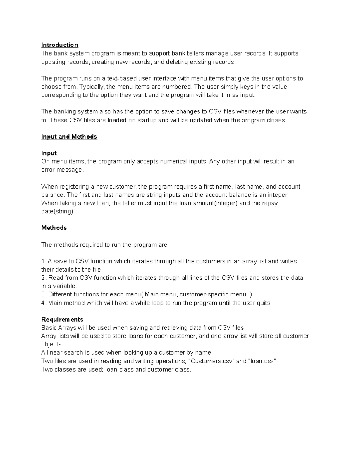 Docs - This is a documentation for a banking system written in java ...
