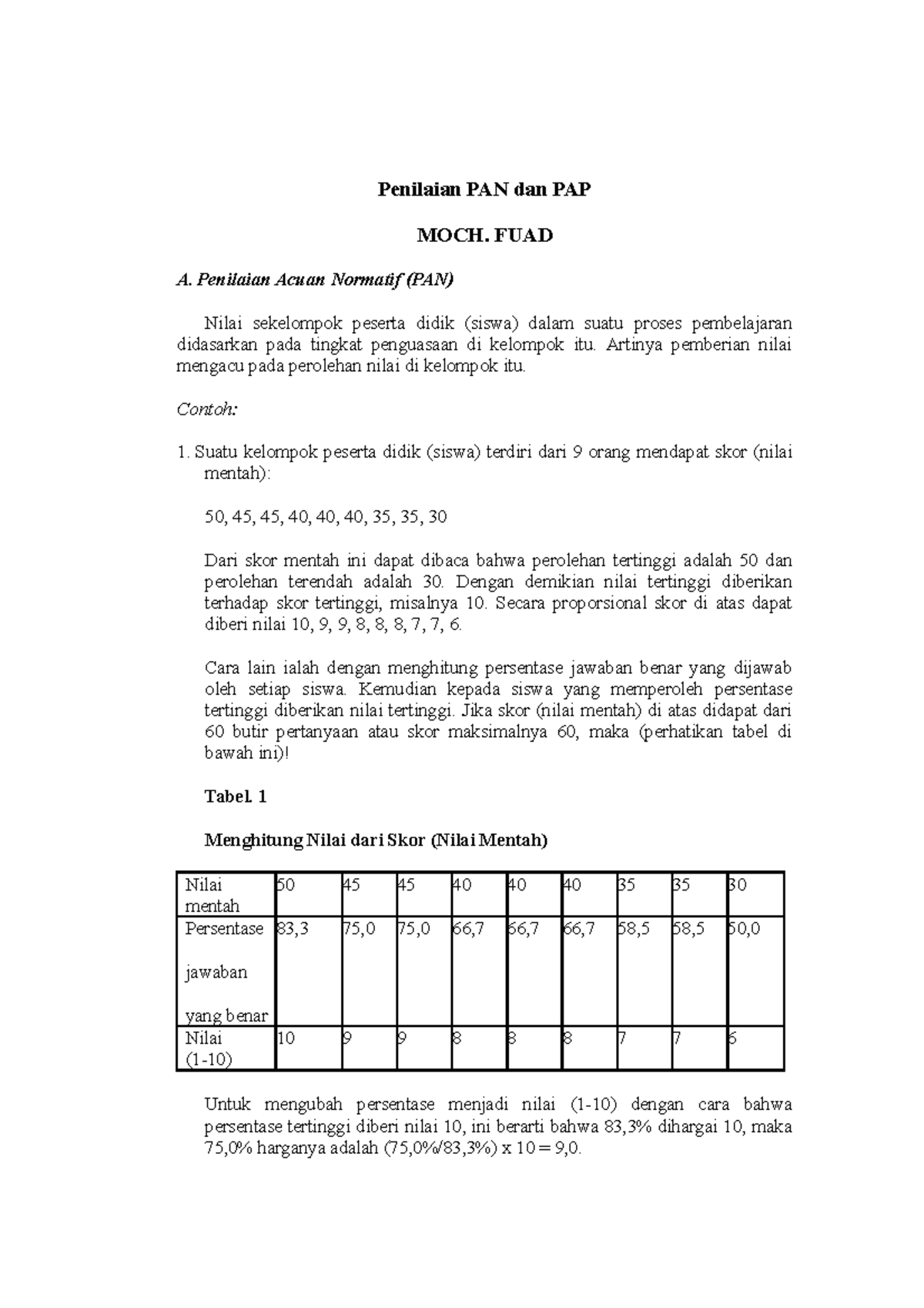 Penilaian PAN dan PAP - Penilaian PAN dan PAP MOCH. FUAD A. Penilaian ...