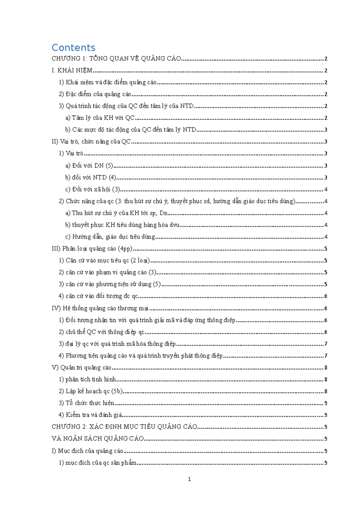 QTQC - mar - Contents CHƯƠNG 1: TỔNG QUAN VỀ QUẢNG - Studocu