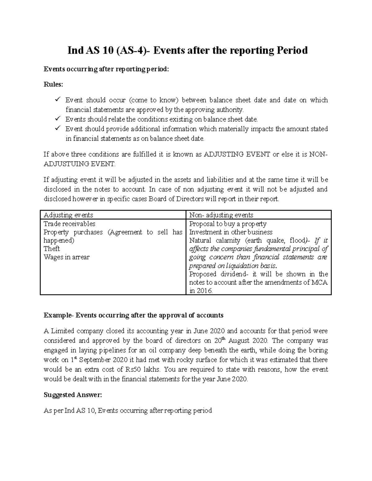 Ind As 10 (AS-4),Ind AS-8 (AS-5) - Ind AS 10 (AS-4)- Events after the ...
