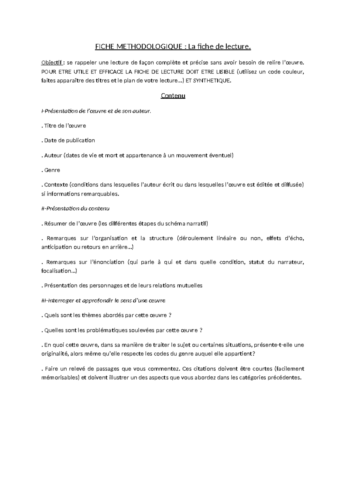 Fiche de lecture - Hehe - FICHE METHODOLOGIQUE : La fiche de lecture ...