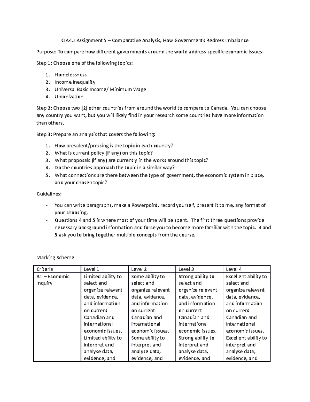 CIA4U Assignment 5 - Step 1: Choose one of the following topics ...