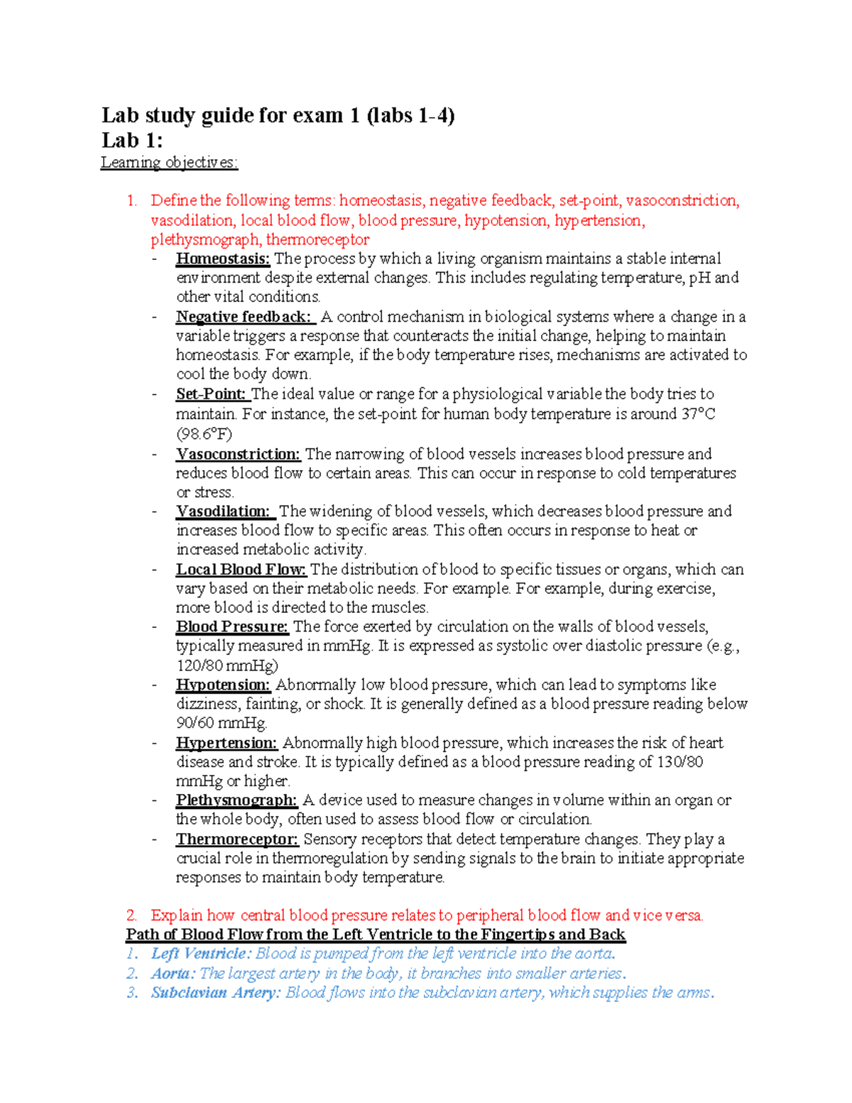 Bio 224 Lab Exam 1 Study Questions - Lab study guide for exam 1 (labs 1 ...