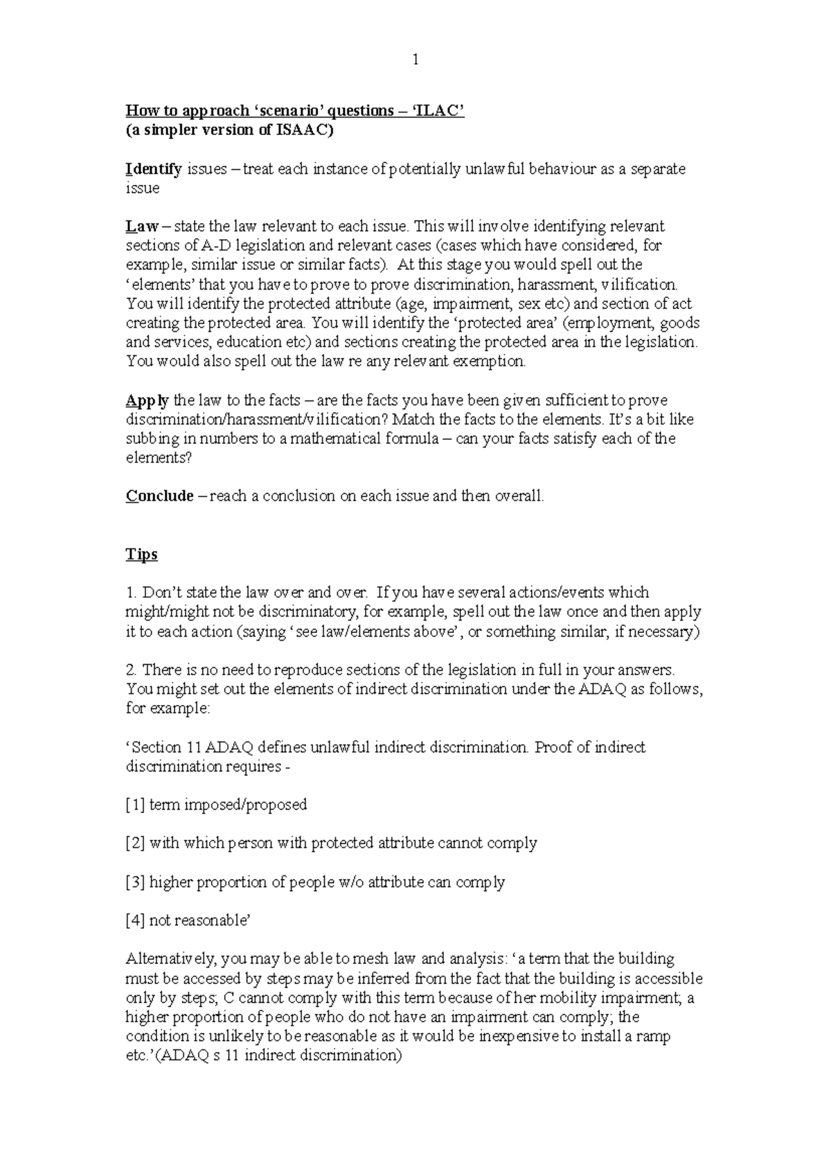 LLB 241 Questions and Answers - How to approach ‘scenario’ questions ...