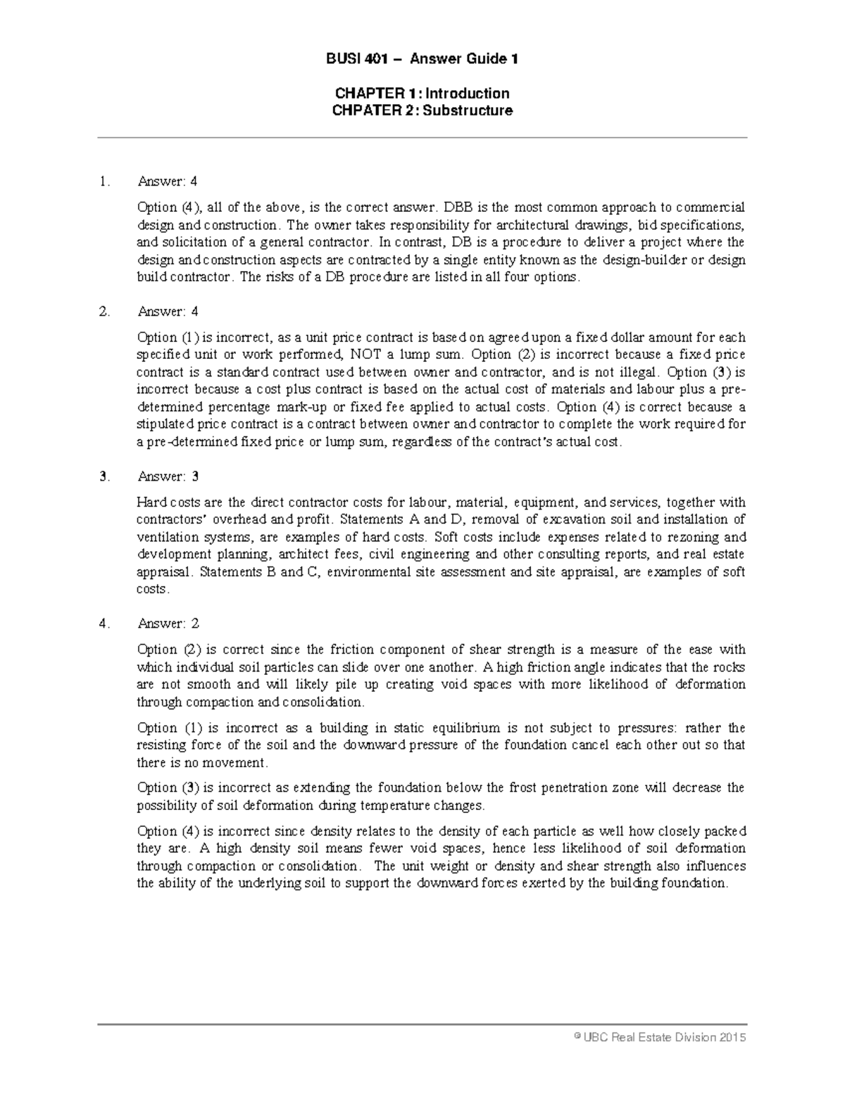 BUSI 401 Assignment Answer Guide 1 - BUSI 401 – Answer Guide 1 CHAPTER ...