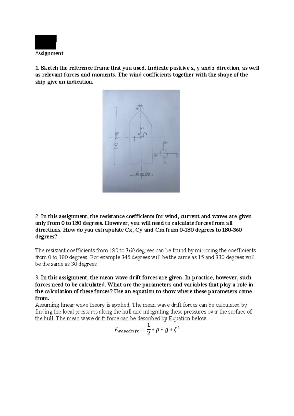 Dynamic positioning - Bob Tulp 4294041 Assignment 1. Sketch the ...