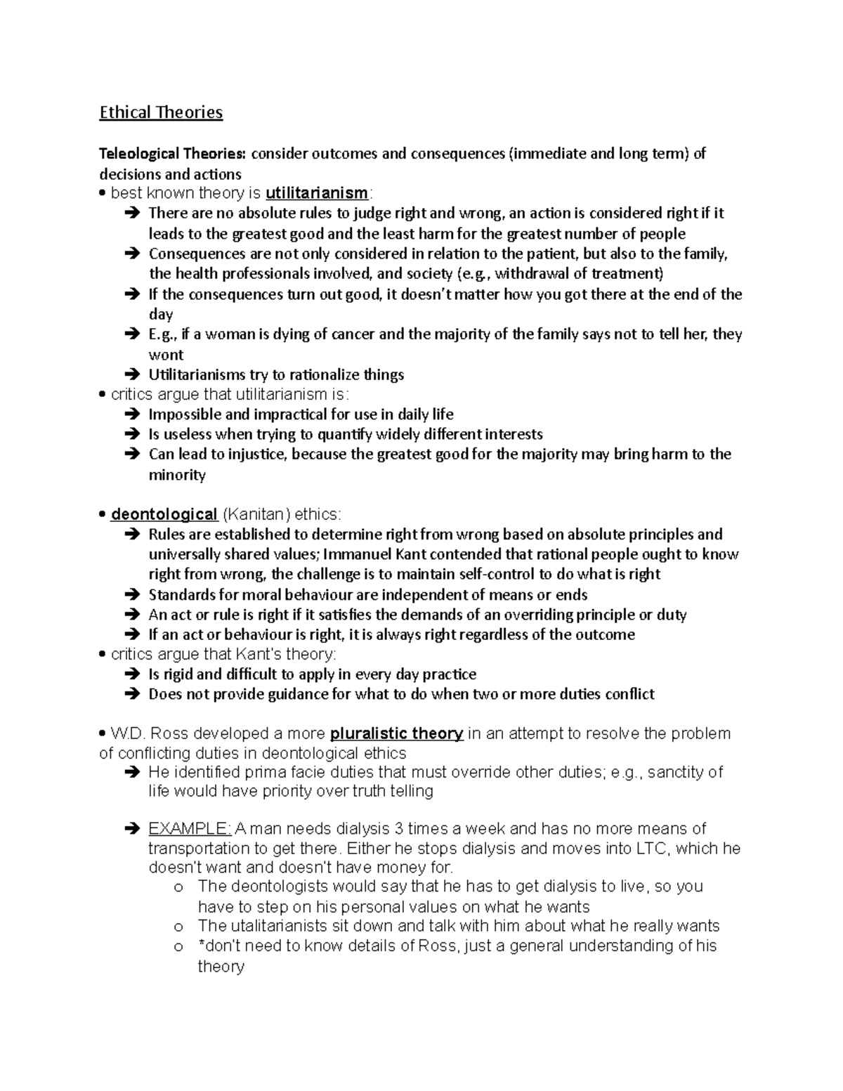 Ethical Theories - Ethical Theories Teleological Theories: consider ...