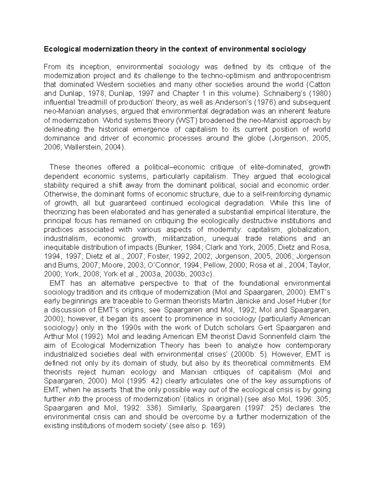 Ecological Modernization Theory in the Context of Environmental ...