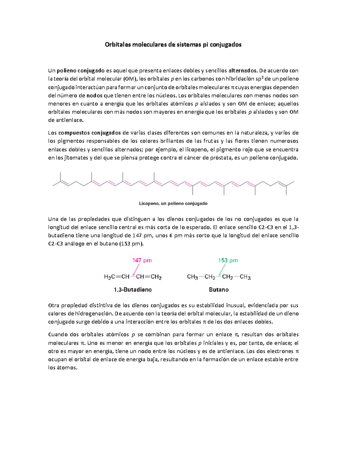 Orbitales moleculares conjugados p - Orbitales moleculares de sistemas ...