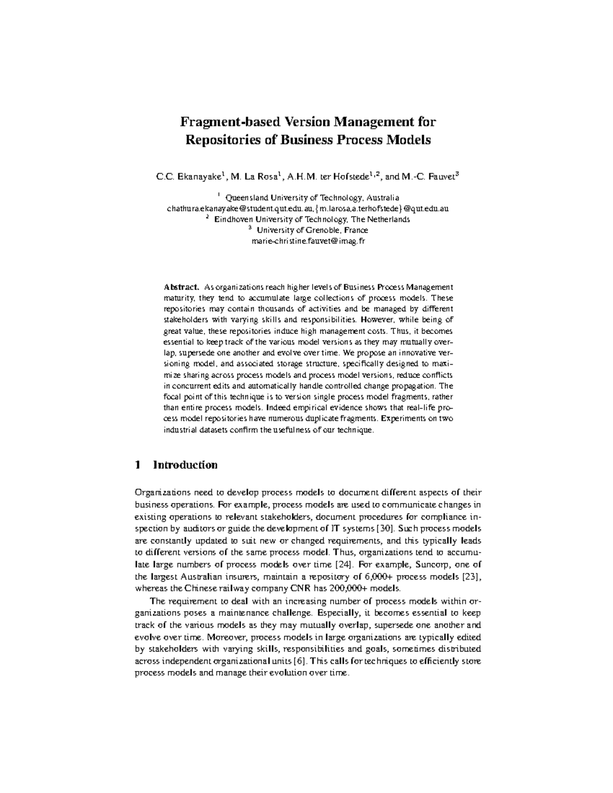 Lecture Notes In Computer Science Fragment Based Version Management For Repositories Of