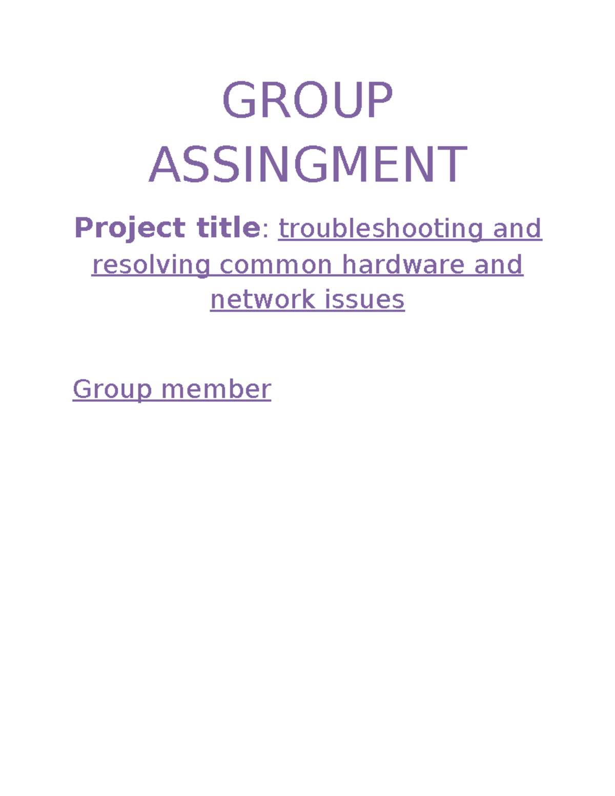 Group Assingment Problem Solving - GROUP ASSINGMENT Project title ...