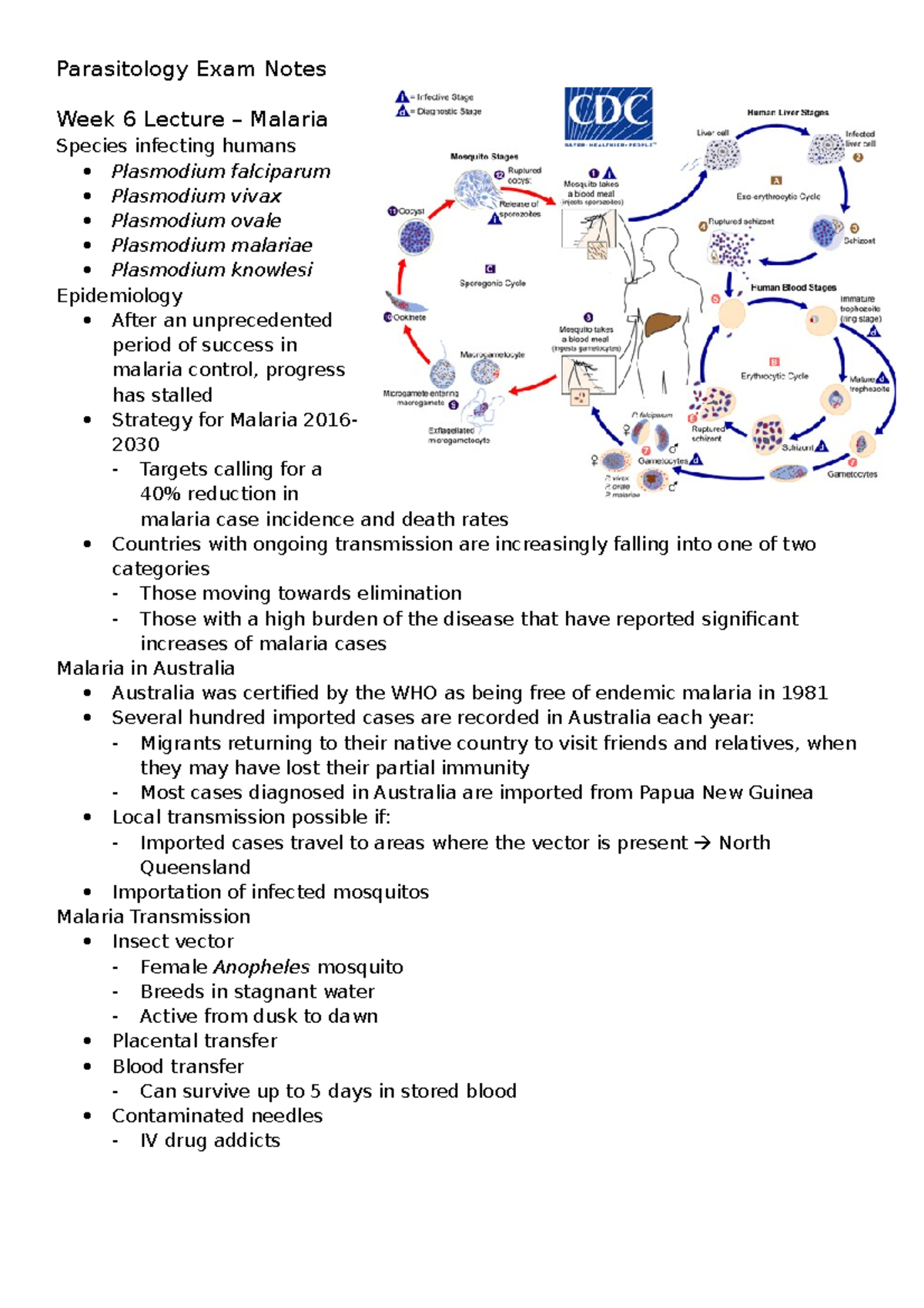 Parasitology Content Notes - Parasitology Exam Notes Week 6 Lecture ...