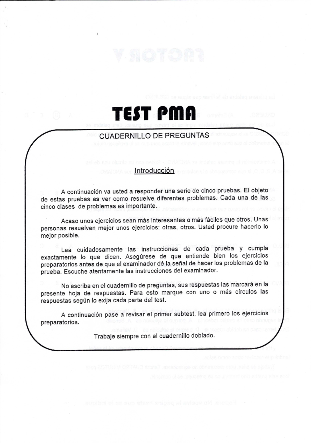 PMA Cuadernillo - Pruebas Psicométricas - Studocu