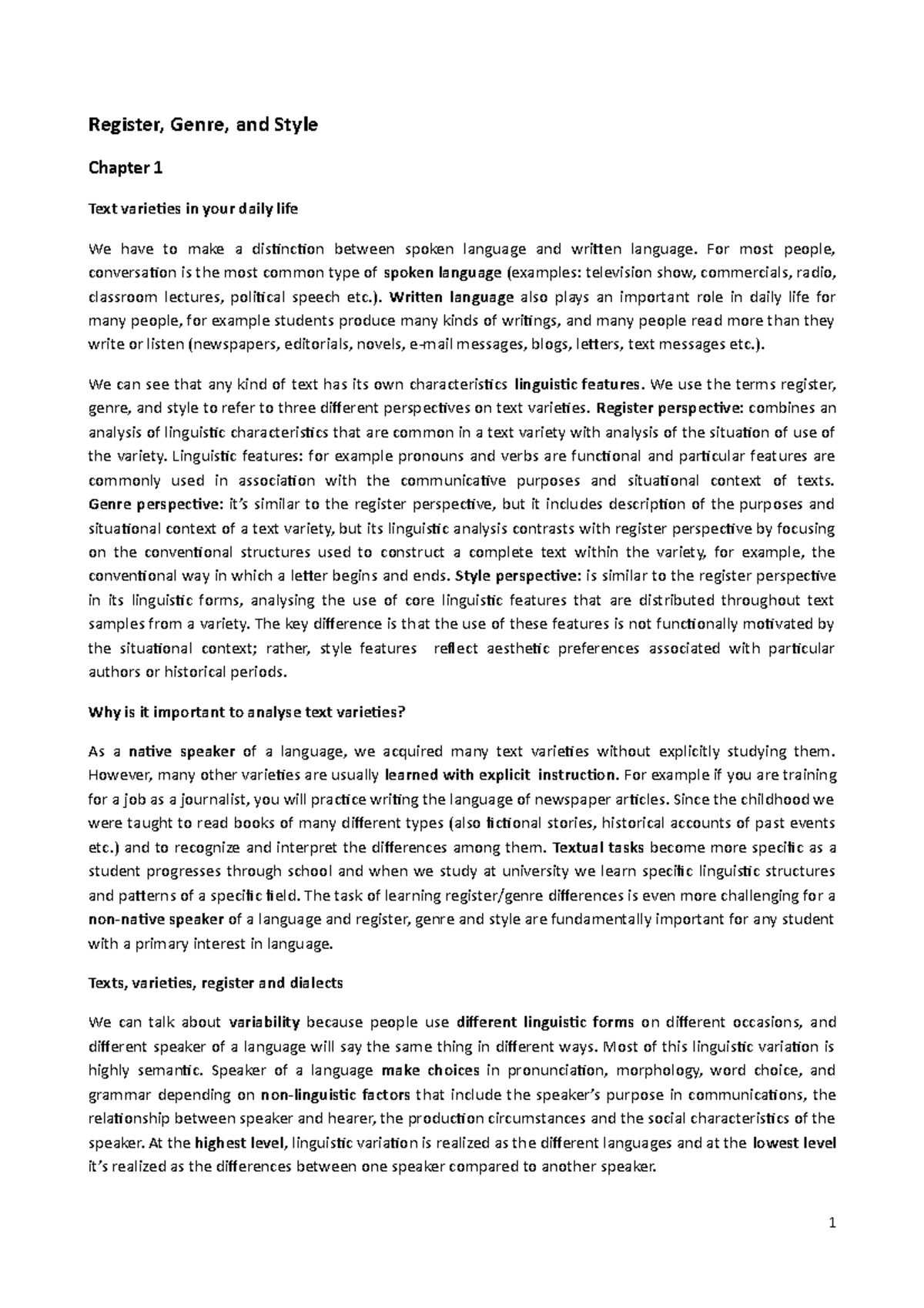 Register, genre and style - Register, Genre, and Style Chapter 1 Text ...