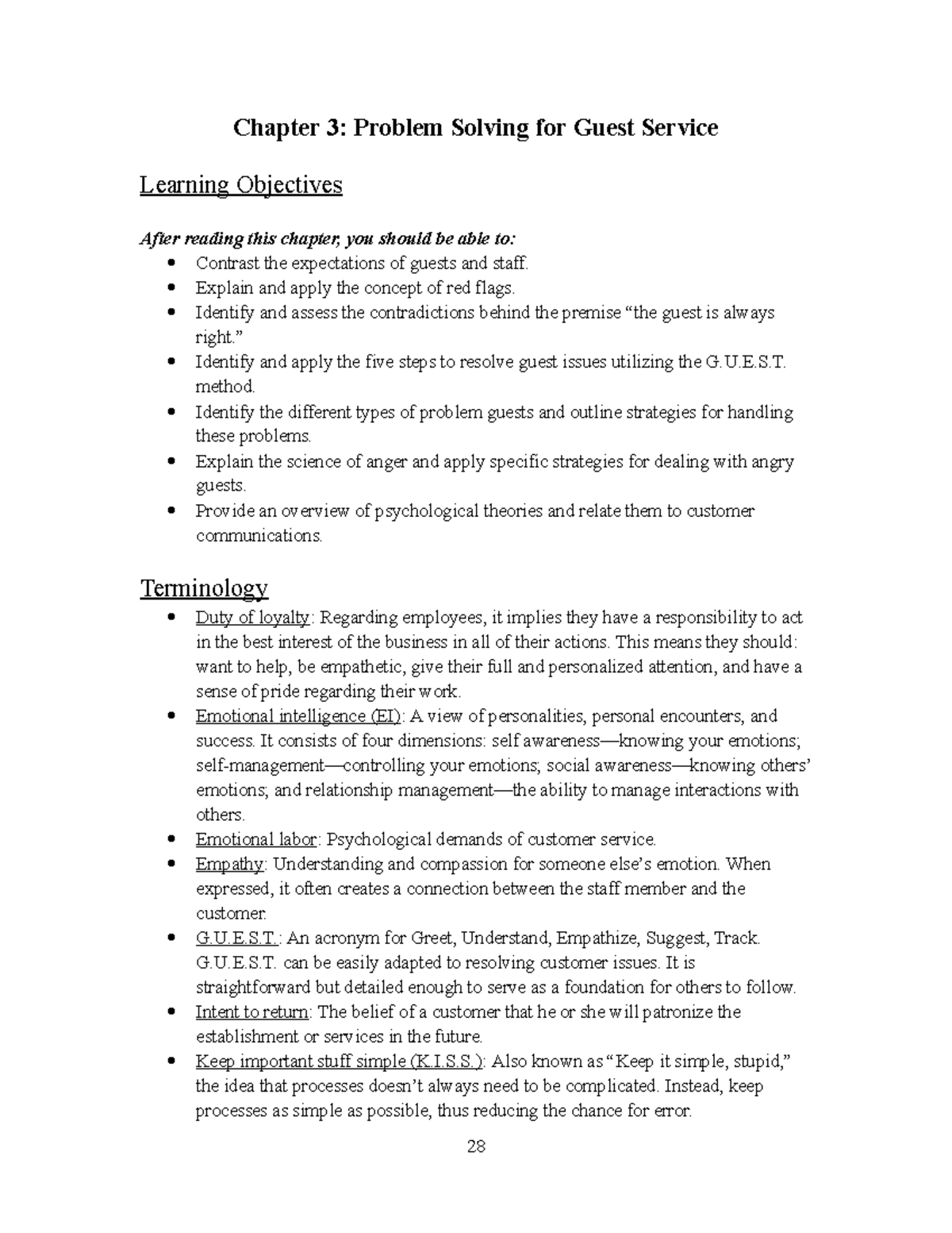 Ch03 - Instructor Manual - Chapter 3: Problem Solving for Guest Service ...
