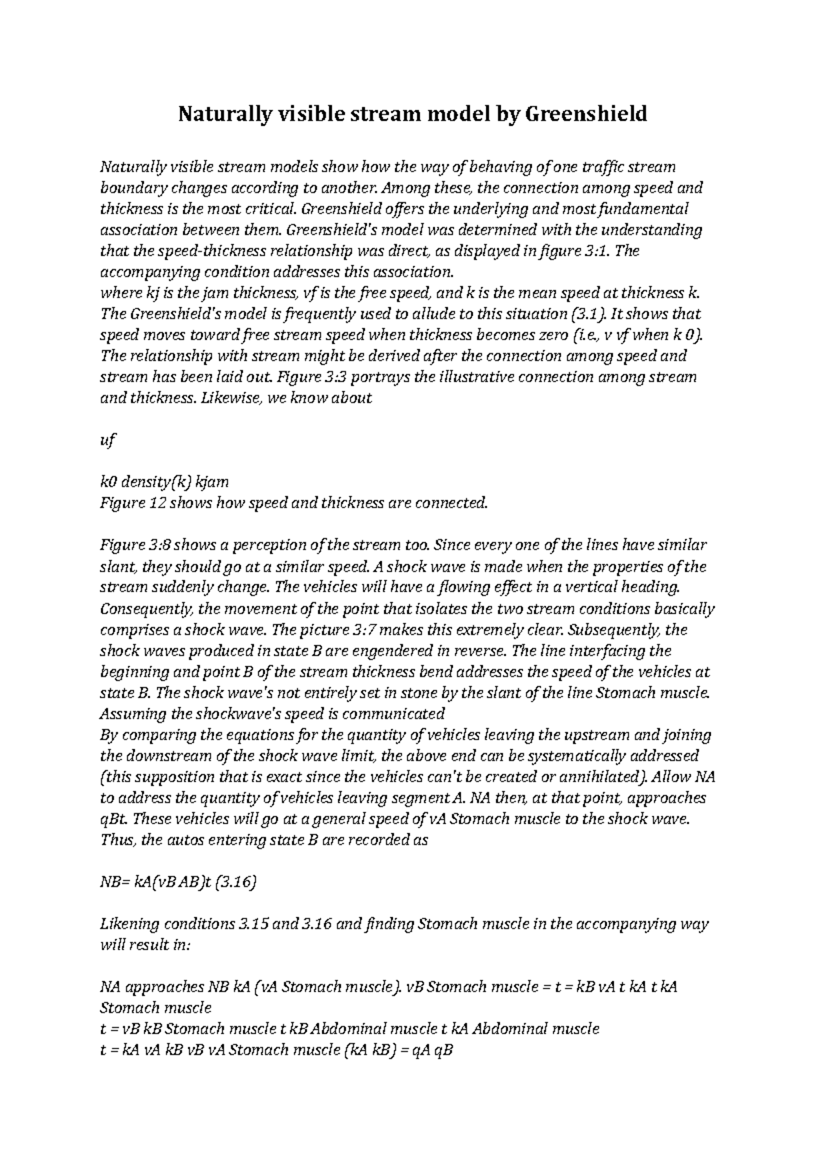 Naturally visible stream model by Greenshield - Naturally visible ...