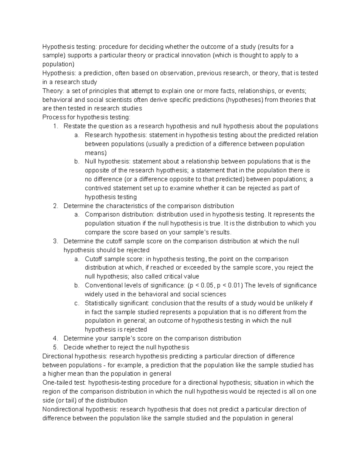 Chapter 5 Textbook Notes Hypothesis Testing - Hypothesis testing ...