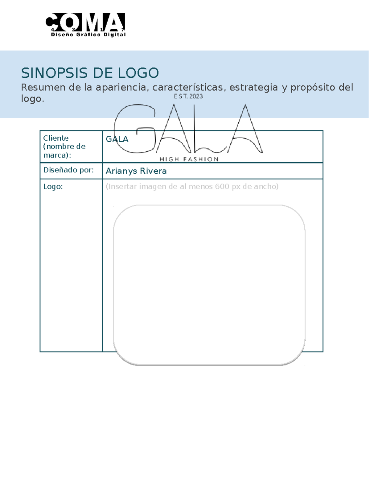 COMA 4317 - Sinopsis de logo (brief 2021) - SINOPSIS DE LOGO Resumen de ...
