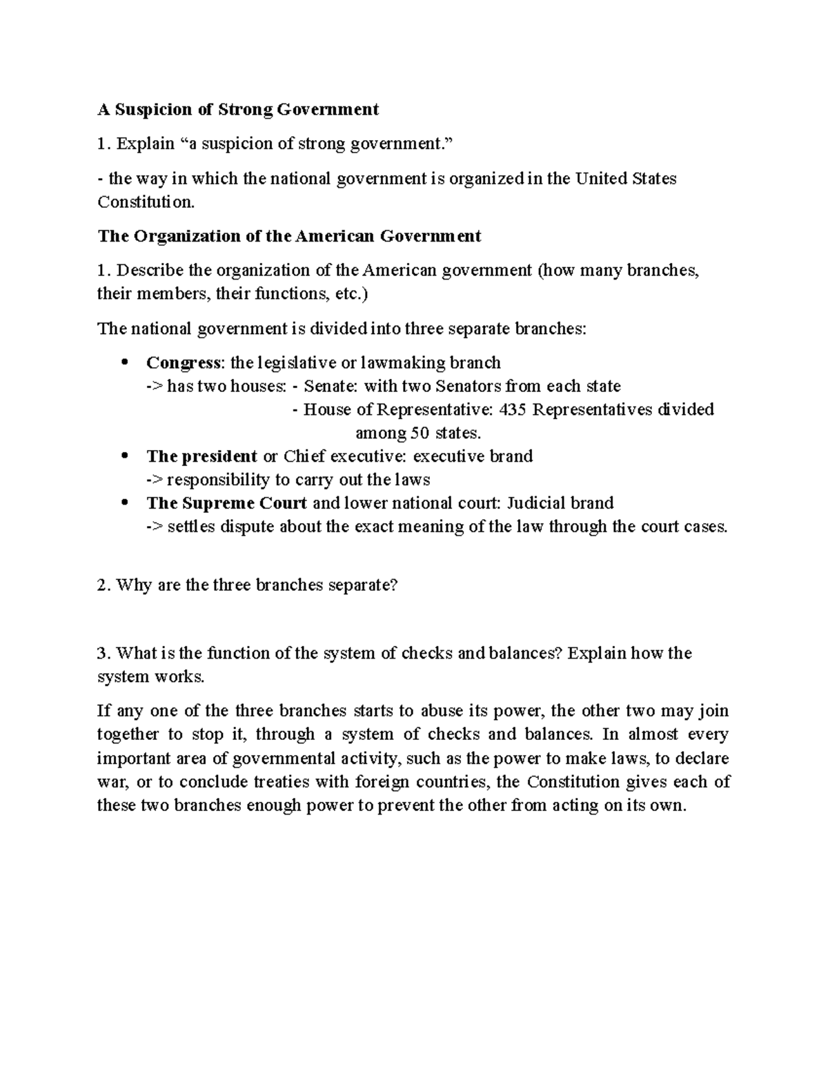 Reading Comprehension & Discussion Unit 4 Government - A Suspicion of ...