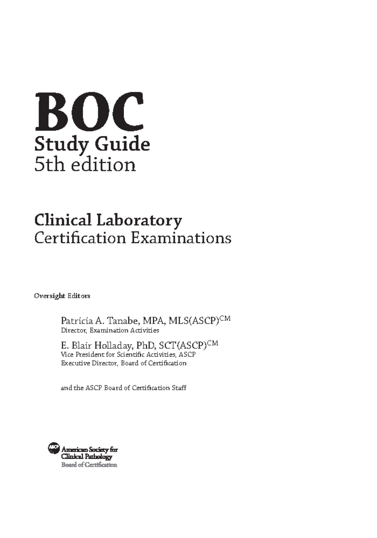 Laboratory book - BOC Study Guide 5th edition Clinical Laboratory ...