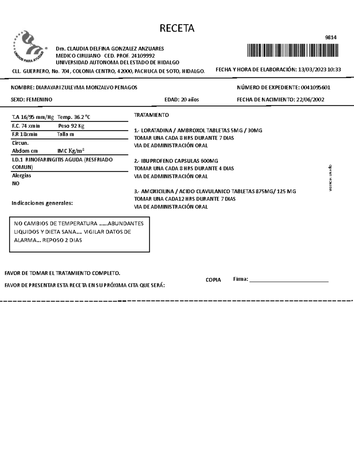 643315158-rectea-pdf - RECETA Dra. CLAUDIA DELFINA GONZALEZ ANZUARES ...