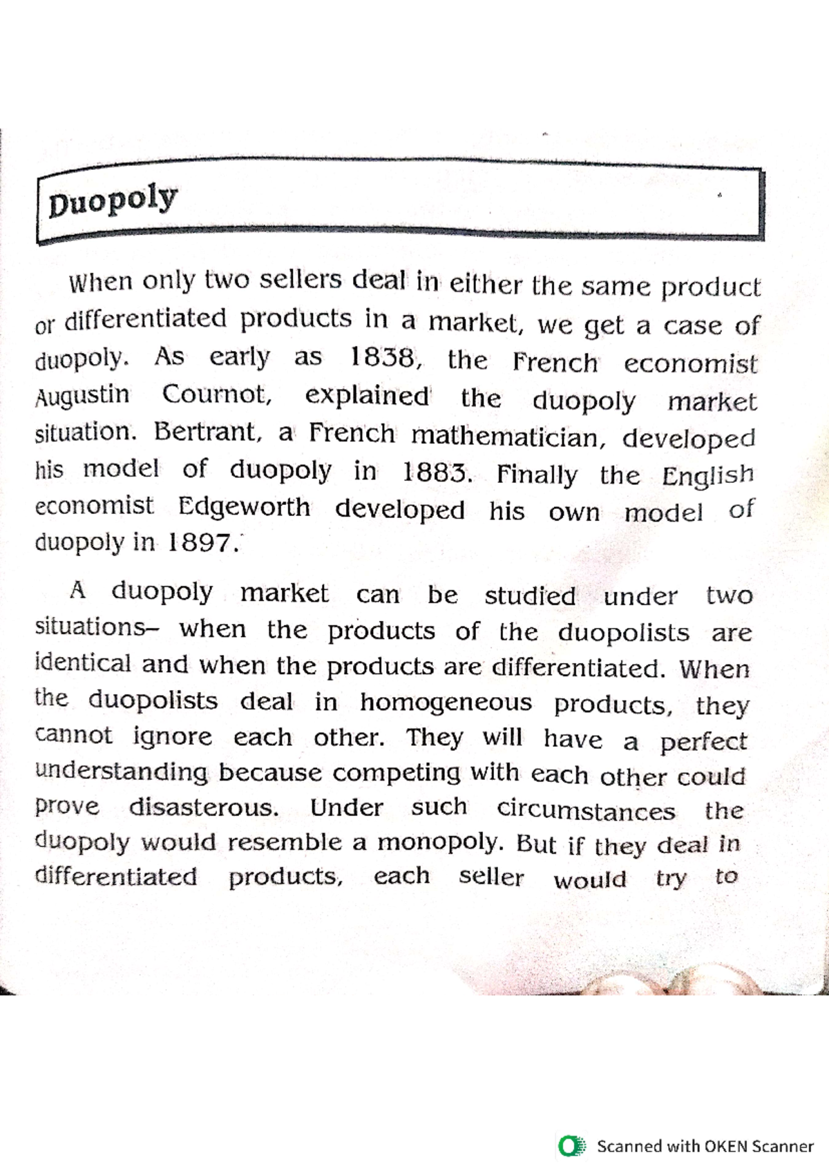 Duopoly - Its study notes - B.A Economics - Studocu