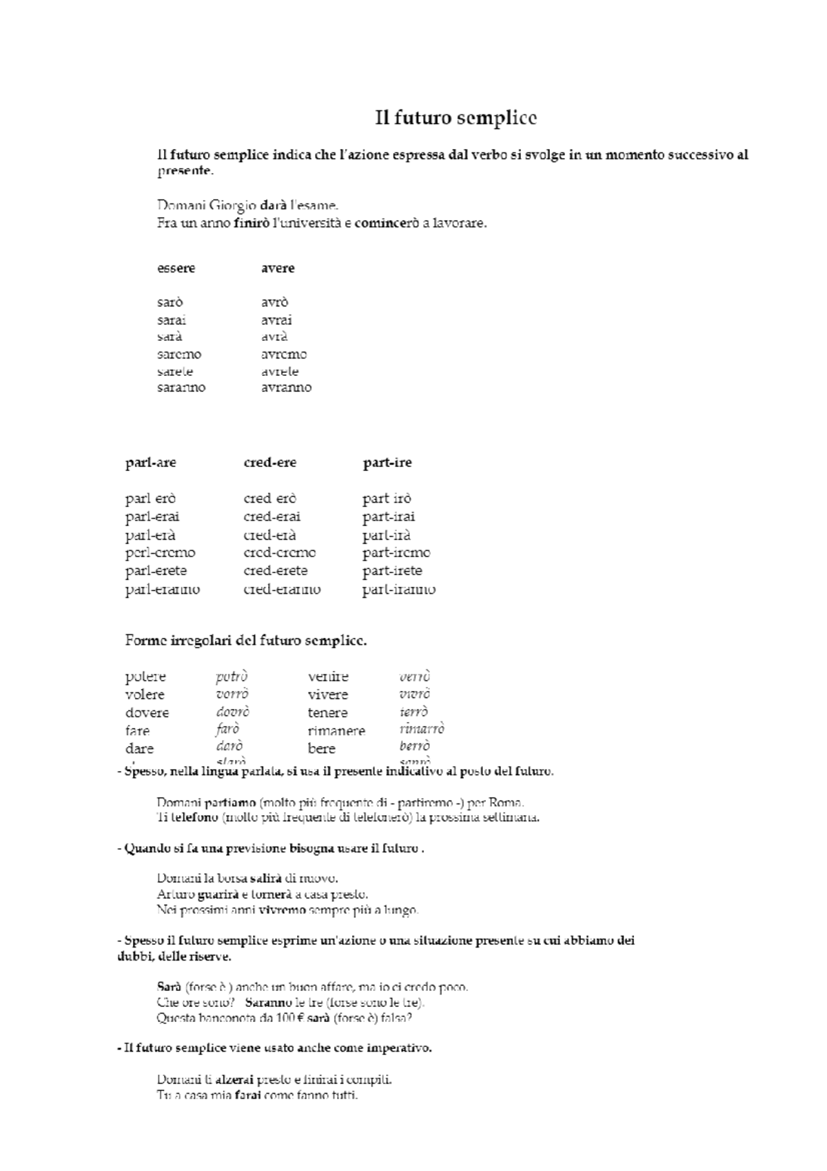 Futuro semplice - iluss - Italiano online Livello intermedio Il futuro ...