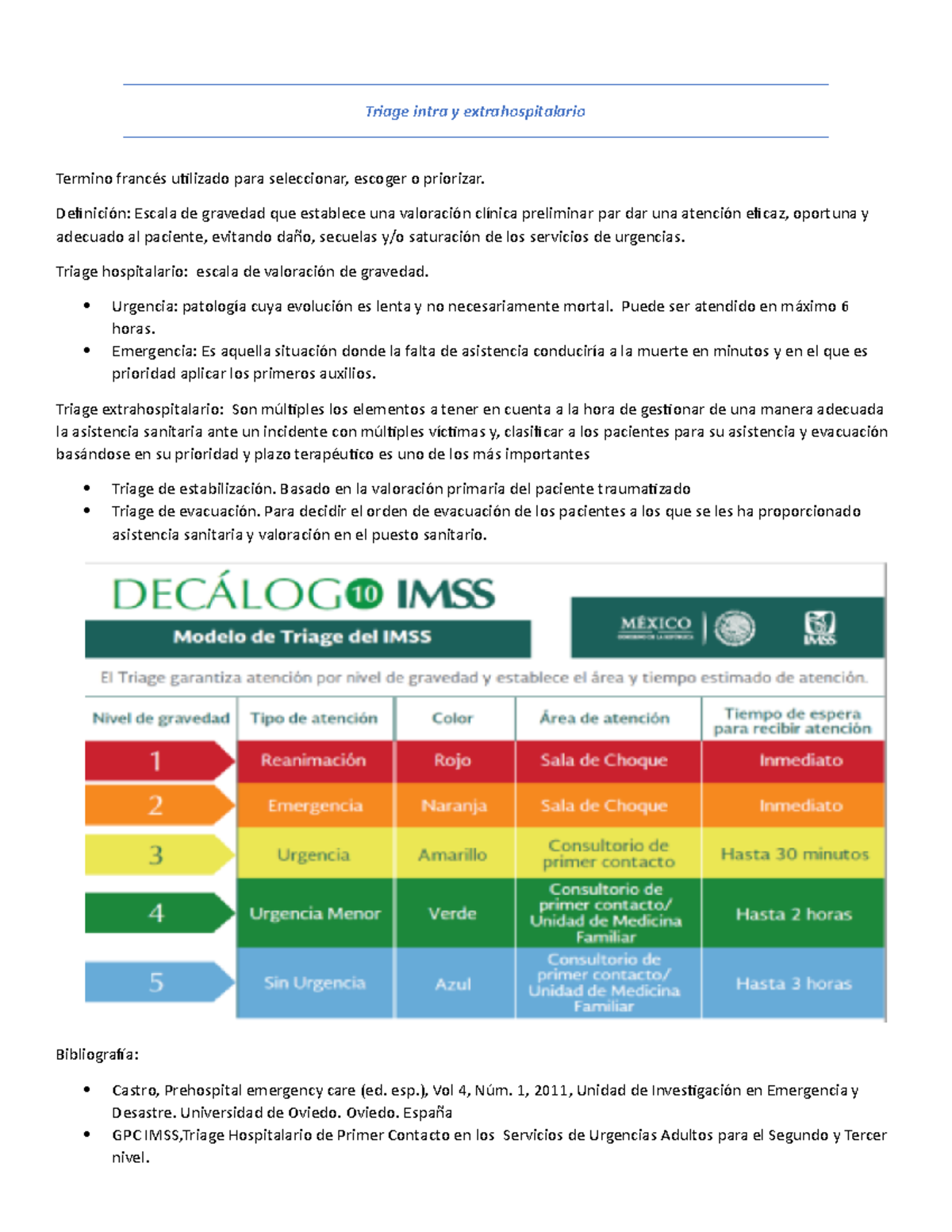 1. Triage intra y extrahospitalario - Triage intra y extrahospitalario Termino francés utilizado ...