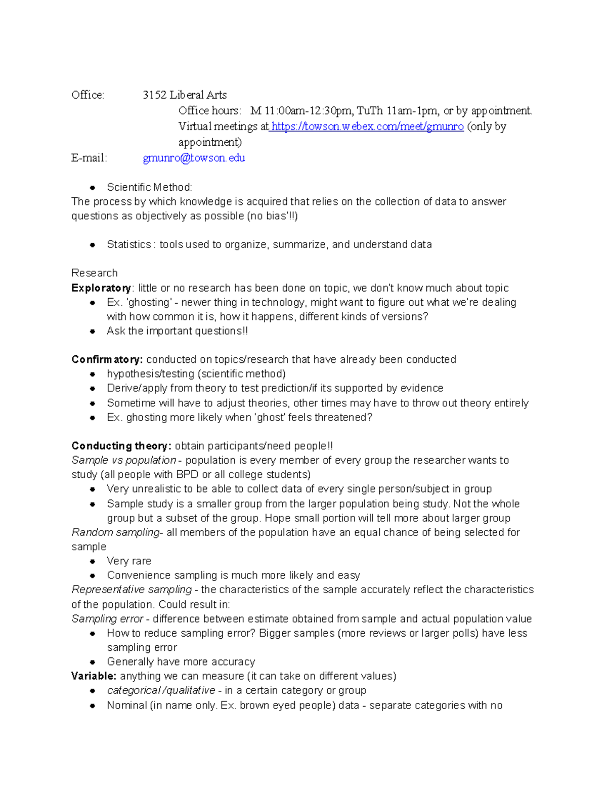 Behavioral Statistics notes - Office: 3152 Liberal Arts Office hours: M ...