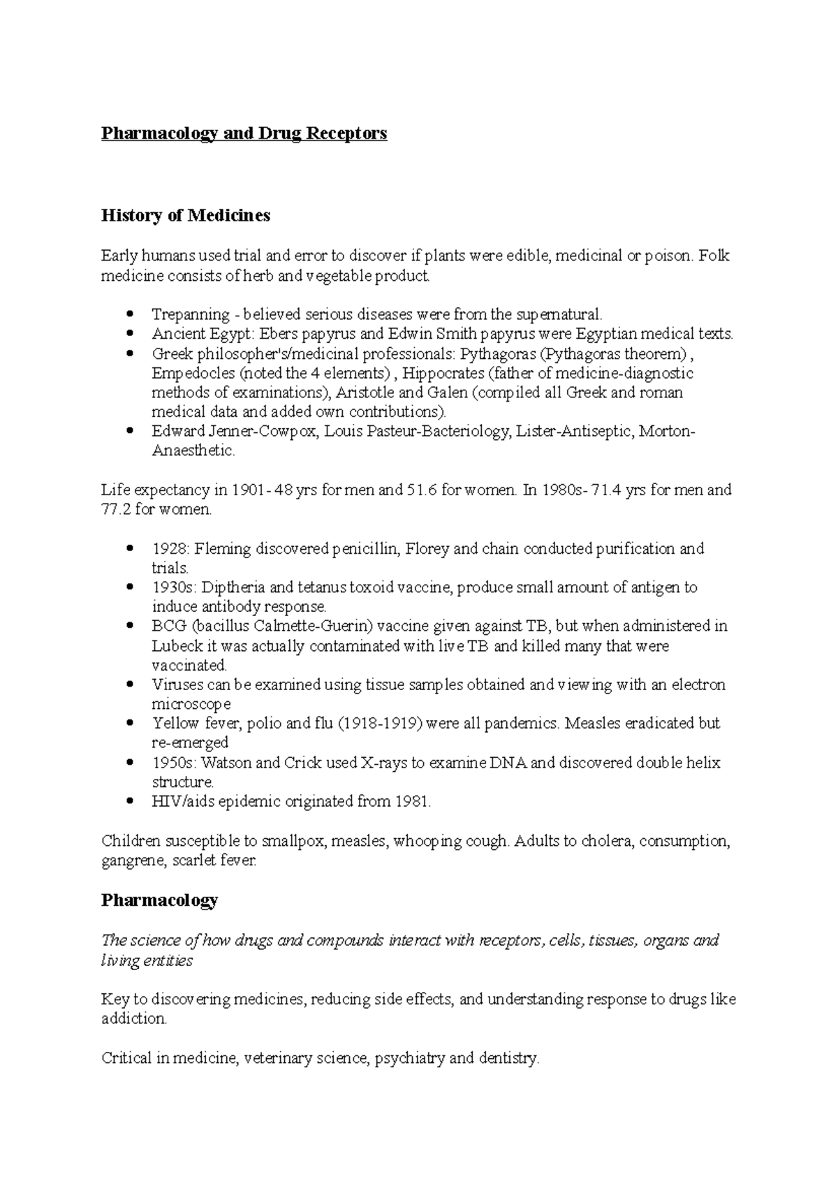 Lecture 1- Pharmacology and drug receptors - Bournemouth - Studocu