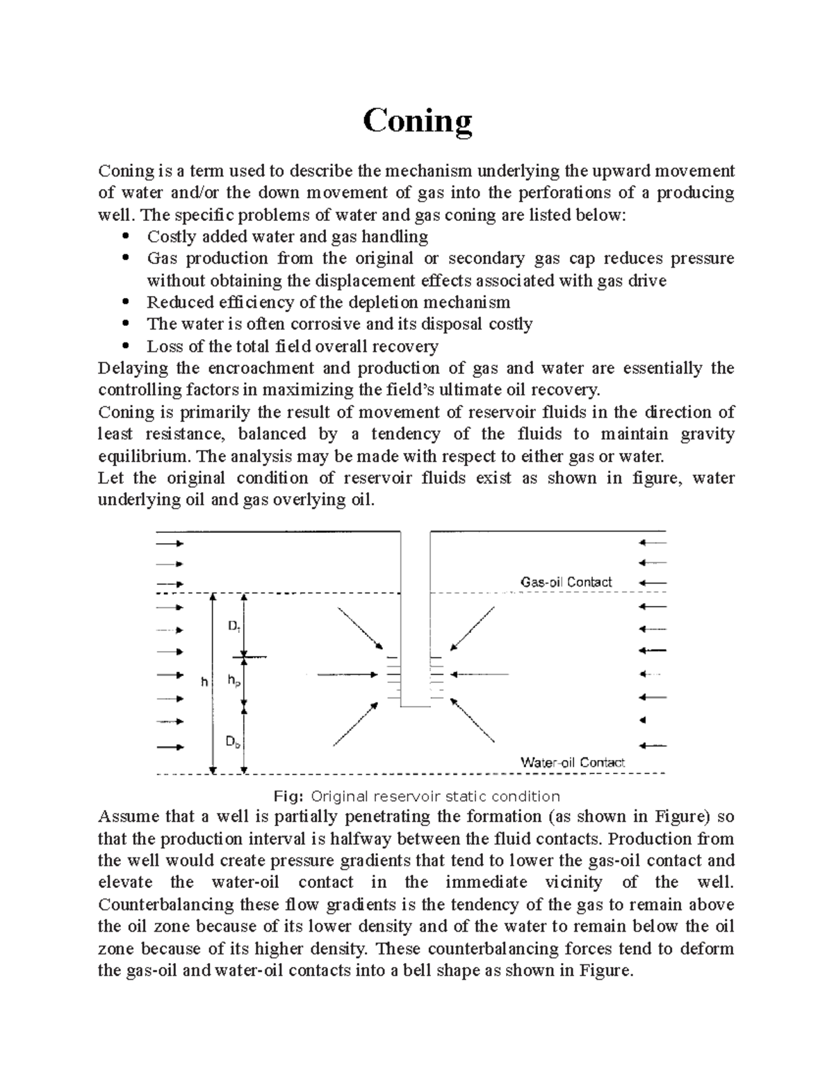 Coning - Lecture notes 1,2 - Coning Coning is a term used to describe ...