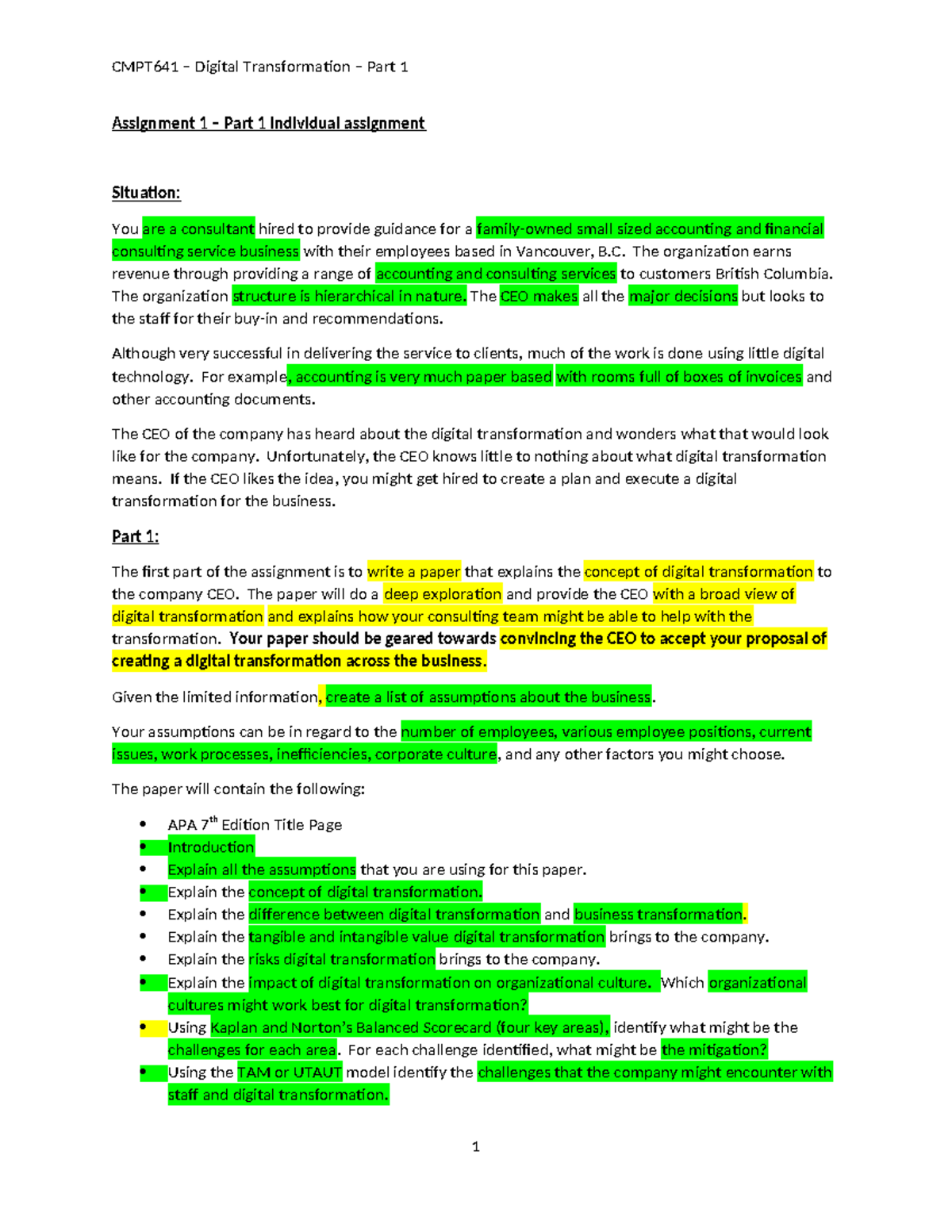 Guidlines Assignment 1 - Part 1 - CMPT641 - CMPT641 – Digital ...