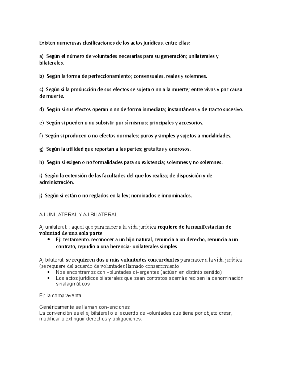 Acto juridico - civil - Existen numerosas clasificaciones de los actos ...