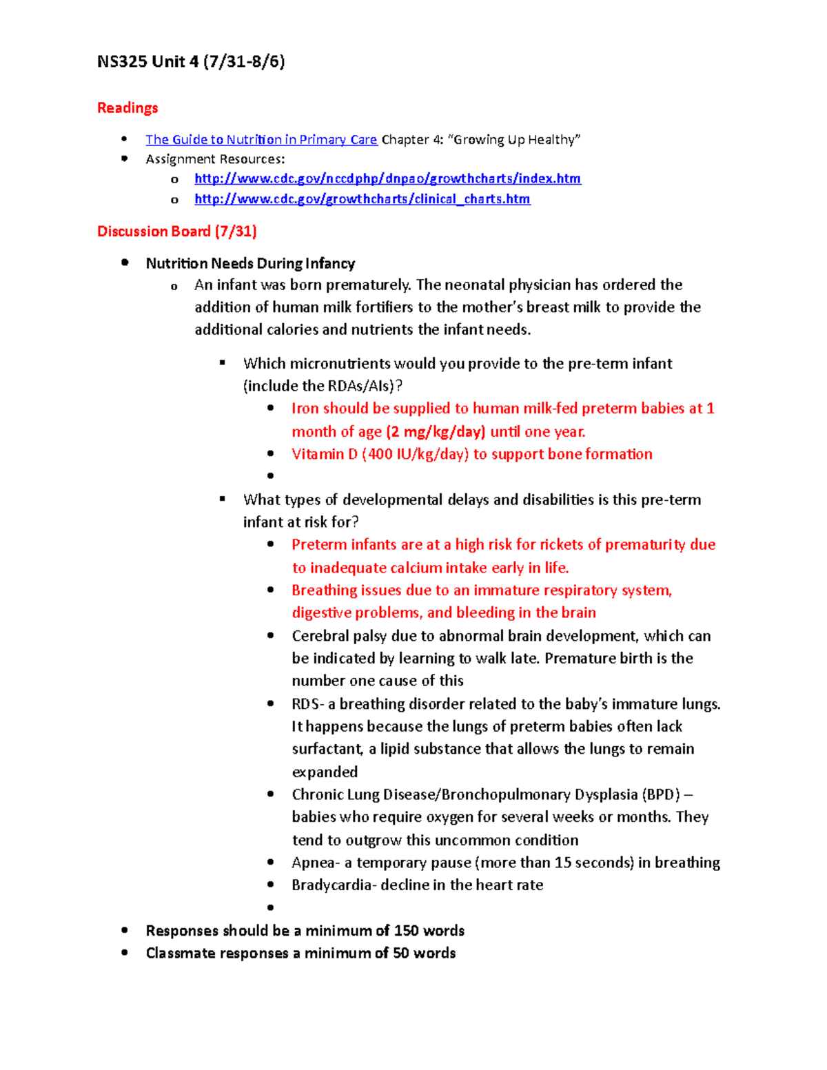 NS325 Unit 4 - Unit 4 Assignment - NS325 Unit 4 (7/31-8/6) Readings The ...
