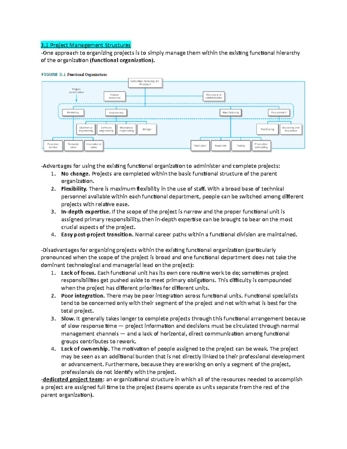 Project management chapter 3 summary note - 3 Project Management ...