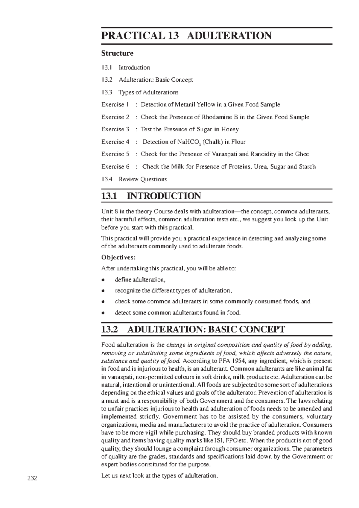 Practical -13 - Food Microbiology and Safety Practical Manual PRACTICAL 13 ADULTERATION ...