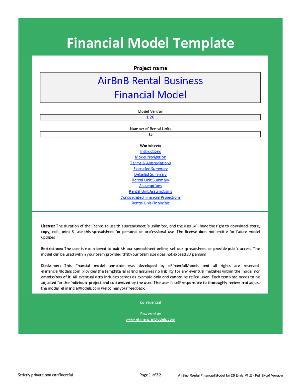 Air Bnb Rental Financial Model for 25 Units V1 - Financial Model ...