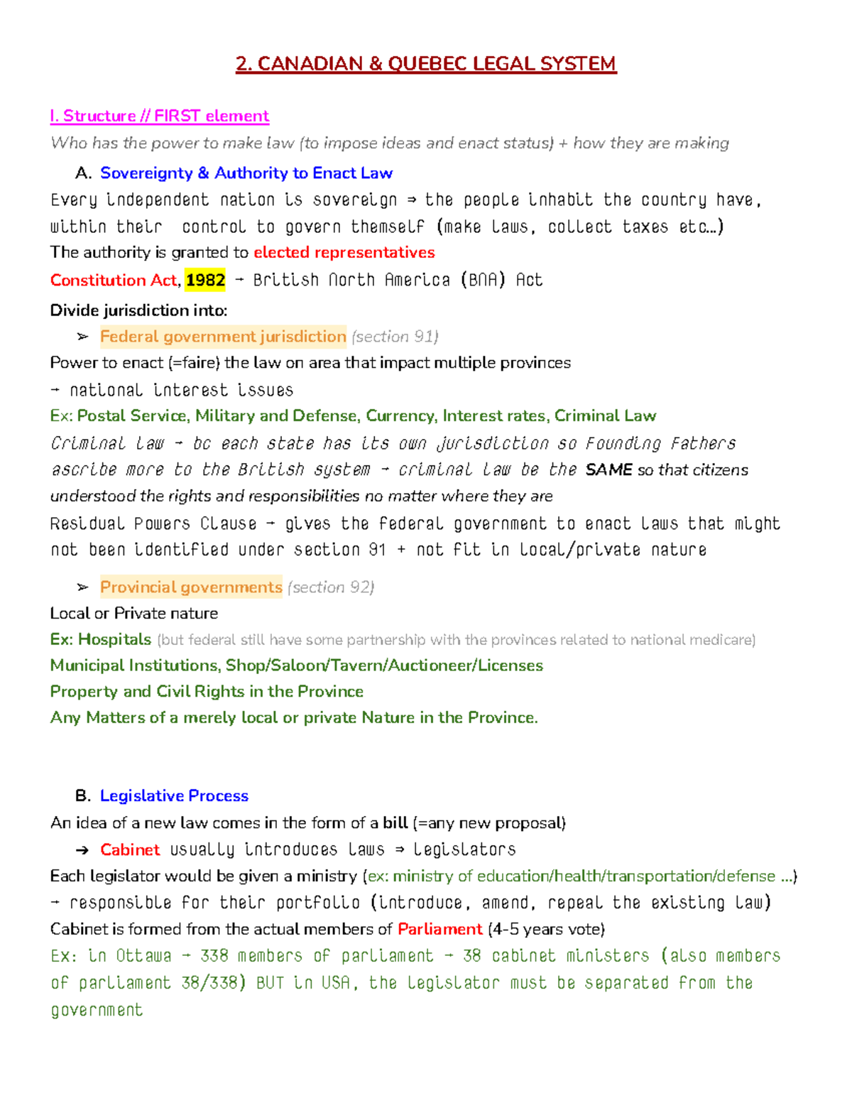 ch2-canadian and qc legal system - 2. CANADIAN & QUEBEC LEGAL SYSTEM I ...
