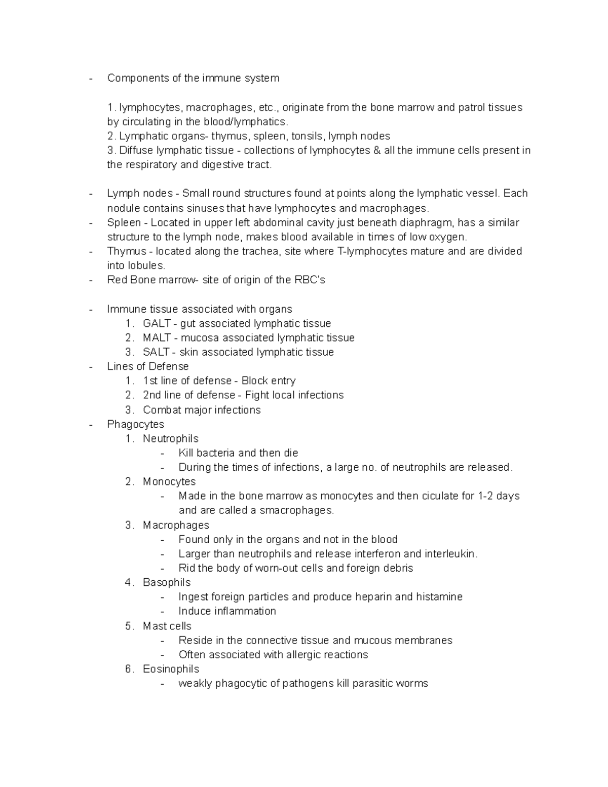 Immune system - anatomy - Components of the immune system lymphocytes ...