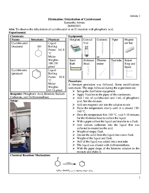 Lab report bromination of stilbene - CHEM 2400H - Title: Bromination of ...
