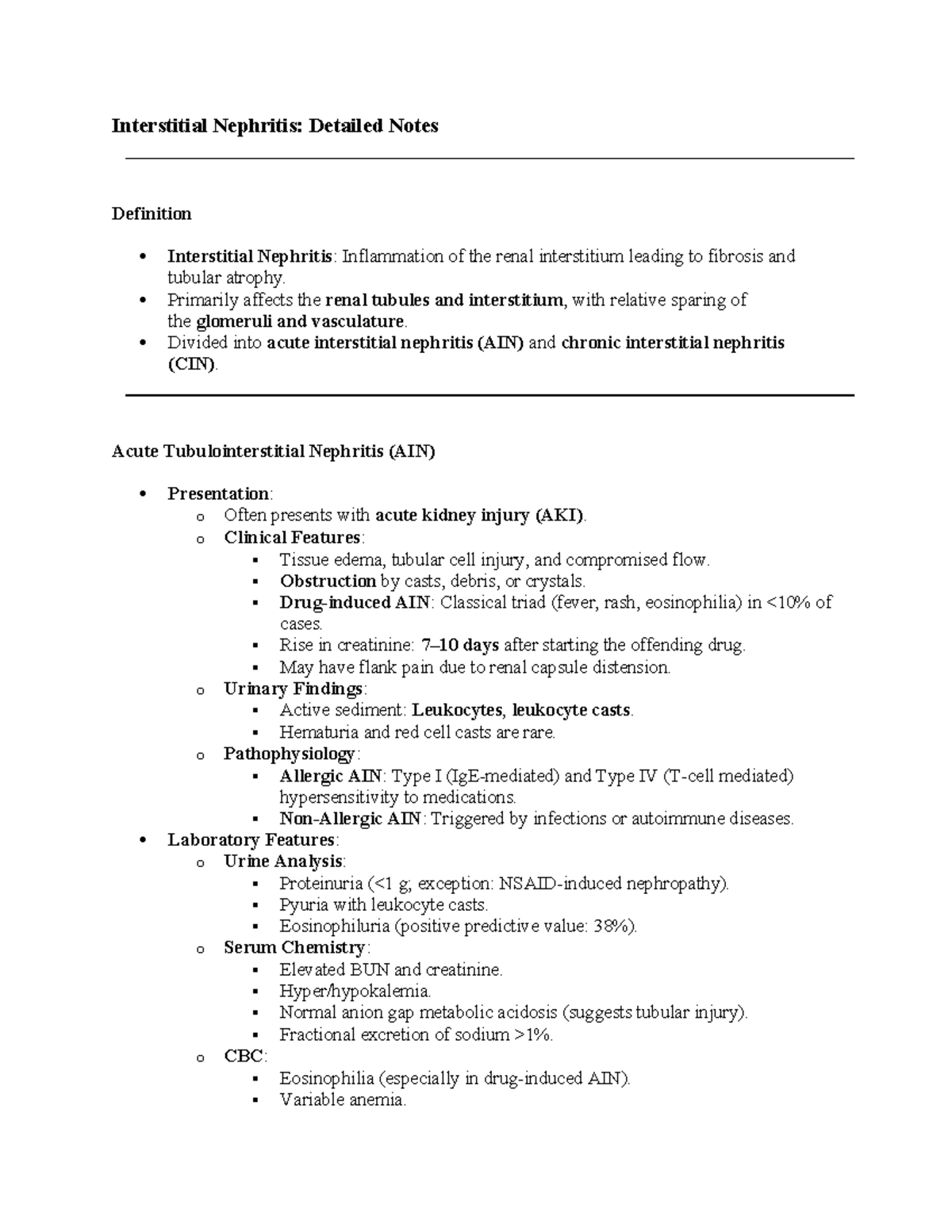 Aspect - renal - Interstitial Nephritis: Detailed Notes Definition ...